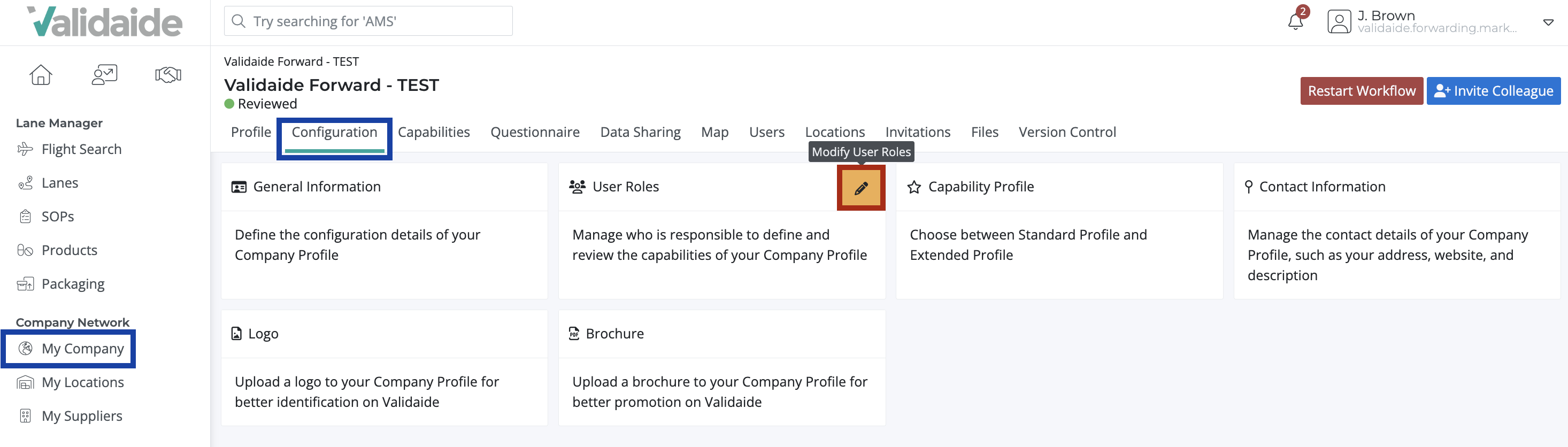 Review Cycle for Company and Location Capabilities – Validaide Help Center