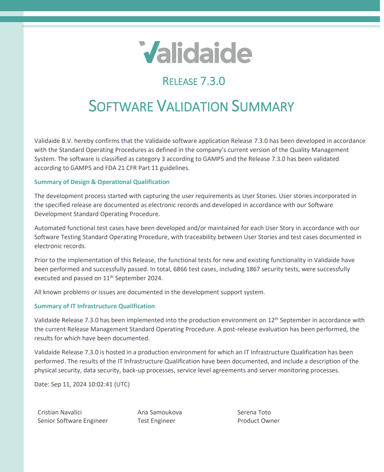 7.3.0. Validation Summary Report – Validaide Help Center