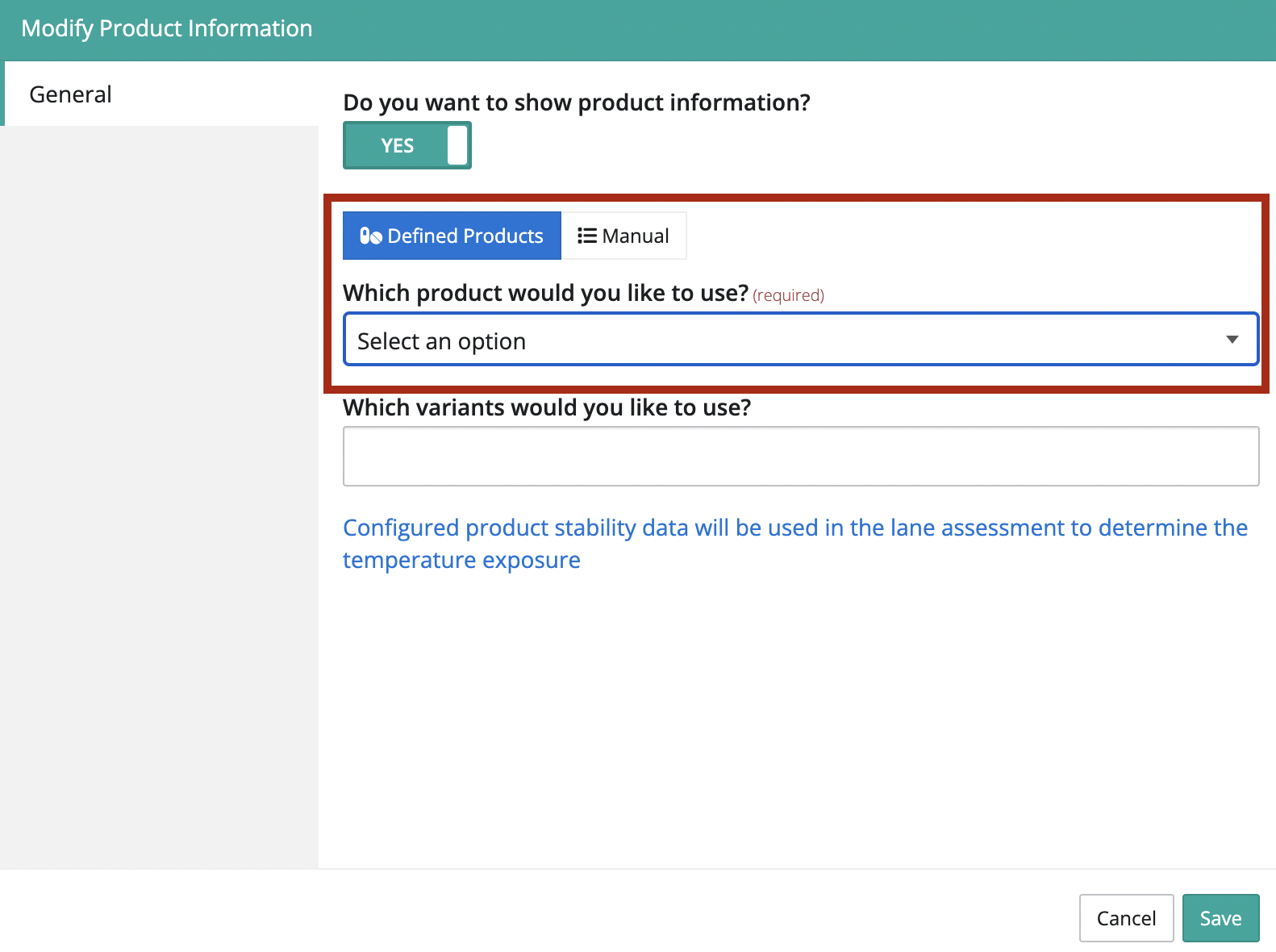 Product stability in a lane risk assessment – Validaide Help Center