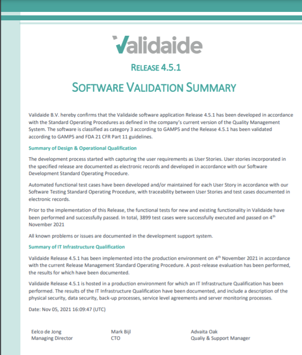 4.5.1 Validation Summary Report – Validaide Help Center