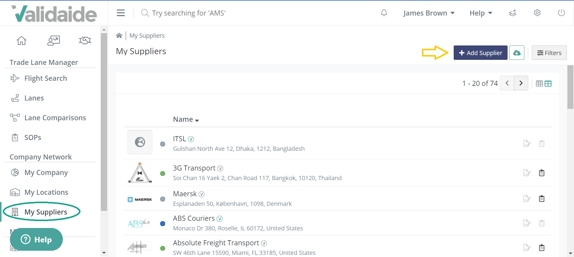 Finding suppliers, supplier locations, adding them and inviting them ...