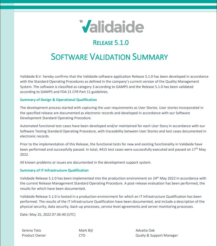 5.1.0 Validation Summary Report – Validaide Help Center