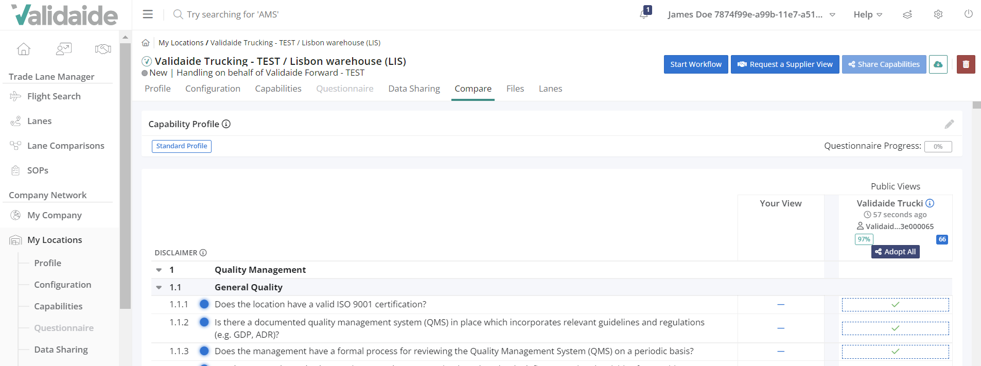 Compare Answers to the Questionnaire – Validaide Help Center