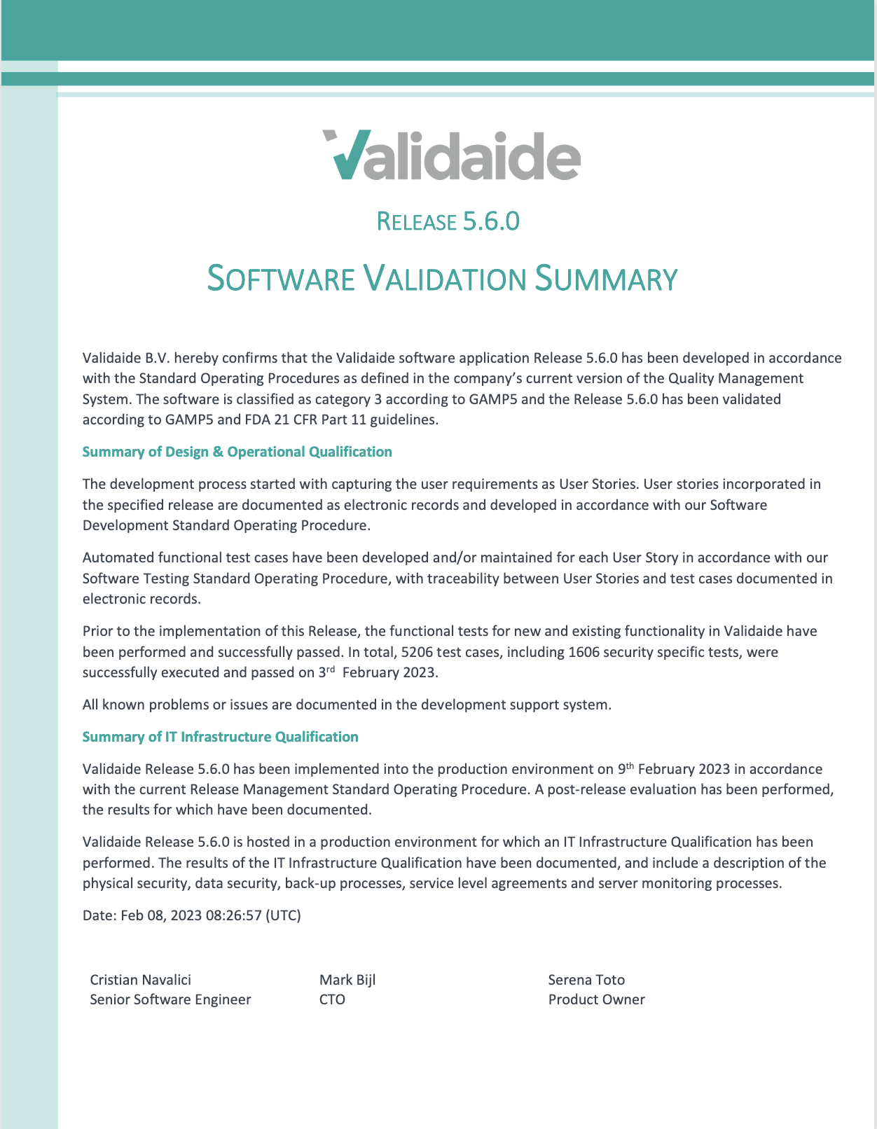 5.6.0. Validation Summary Report – Validaide Help Center