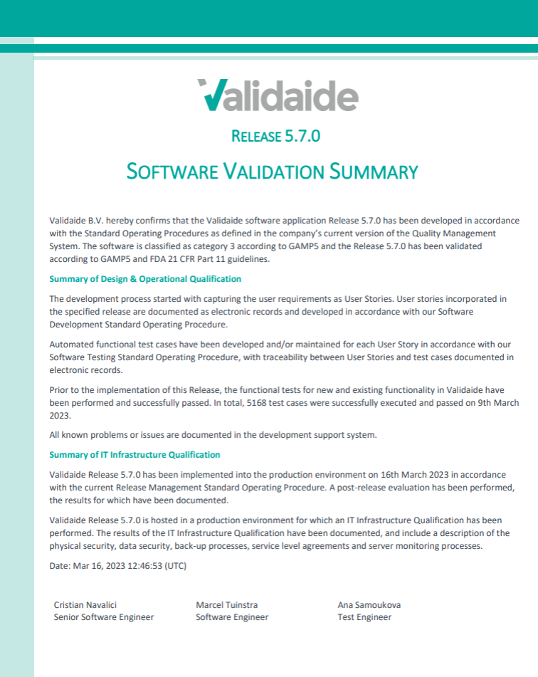 5.7.0. Validation Summary Report – Validaide Help Center